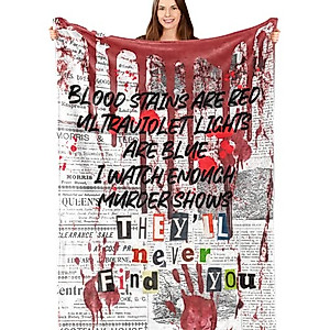 InnoBeta Serial Killer Gifts, Serial Killer Blanket, Blood Stains are Red, They'll Never Find You, Gift for True Crime Lovers, Women, Men, Soft Throw Blanket 50"x65"