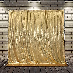 SquarePie Sequin Backdrop Curtain Not See Through Background for Wedding Party 10FT x 10FT Gold
