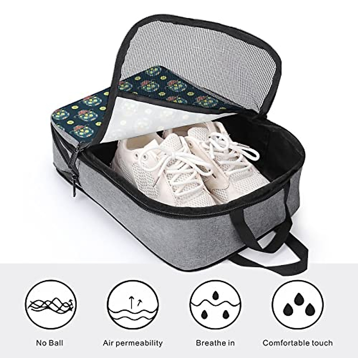 Frcavbin Day of The Dead Sugar Skulls Travel Shoe Bag Shoes Carrier with Handle and Zipper Foldable Shoe Puches Organizer for Home storage School starts
