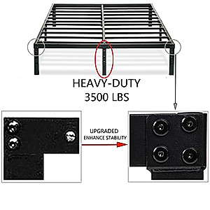 QUALEONA Full Bed Frame, 14 Inches Platform Bed Frame, 3500lbs Heavy Duty Steel Slat Anti-Slip Support, No Box Spring Needed, Noise Free, Easy Quick Assembly, Underbed Storage Space, Black