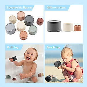 OWNONE 1 Stacking Cups for Toddlers 8 Pcs, Baby Stacking Toy for 6 Months and Up, Nesting Cups for Boys & Girls 1 2 3 Years Old