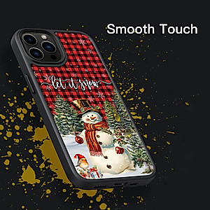 Christmas Red Plaid Snowman Cardinal Let It Snow Xmas Phone Case Compatible with iPhone 15 14 13 12 11 Pro Max|Samsung Galaxy S23 S22 S21 S20 FE|A14 A54 A53 A03S A13|Note 20 10|Z Flip 3/4