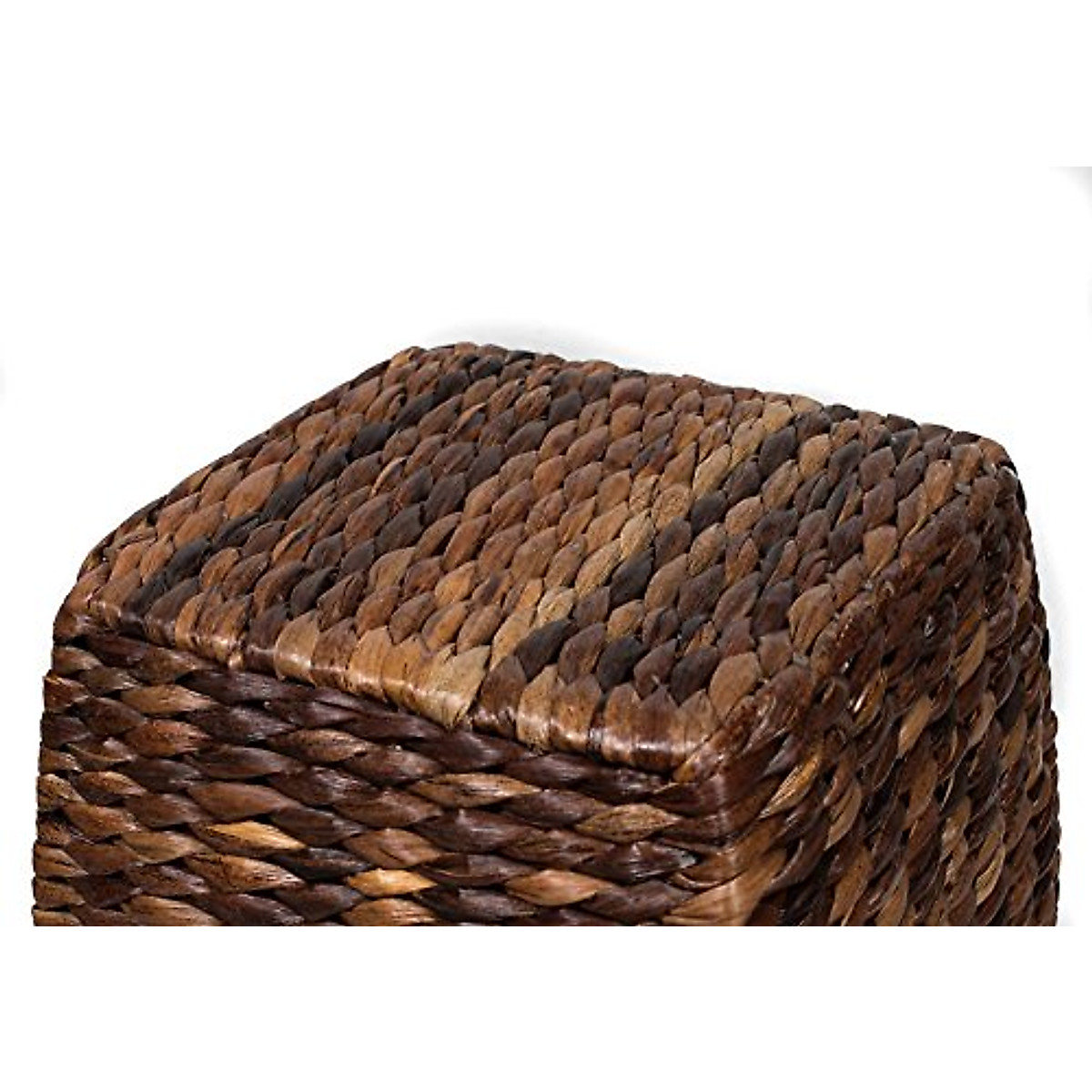 BIRDROCK Home Seagrass Accent Stool - Made of Hand Woven Natural Seagrass - 21 Inch Upholstered Stool for Living Room, Bathroom, Closet, and Bedroom - Modern Rustic Design Seat - Espresso