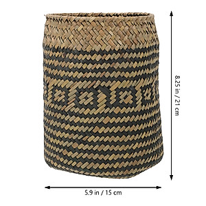 Cabilock Wastebasket Egg Storage Basket Wardrobe Baskets Wicker Waste Basket Sundries Basket Clothes Basket Office Trash Cans Convenient Waste Basket Straw Rope Floor Child Small Trash Can
