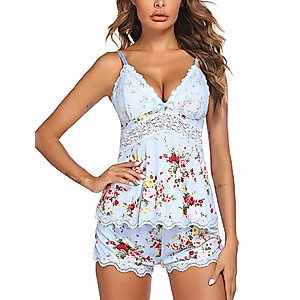 Avidlove Women's Two Pieces Pajama Set Cami Pjs Shorts with Shirt Modal Sleepwear Set Floral Print