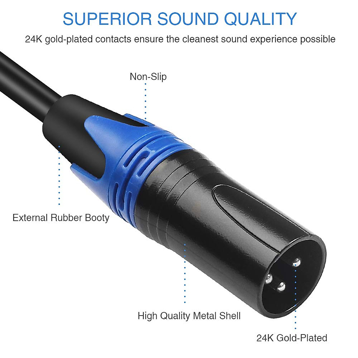 Disino 3.5mm to XLR Cable, Unbalanced 1/8 inch Mini Jack TRS Stereo Male to XLR Male Microphone Audio Cable - 3.3 FT