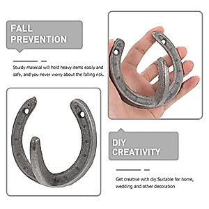 Happyyami Coat Hooks 4pcs Vintage Wall Hanger Cast Iron Horseshoe Hooks Heavy Duty Clothes Hanger for Hanging Coat Hat Key Towel