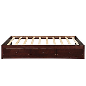 Twin Bed Frame with 2 Storage Drawers, Wooden Twin Platform Bed with Headboard, Twin Size Bed for Teens, Adults.No Box Spring Needed (Twin, Gray)