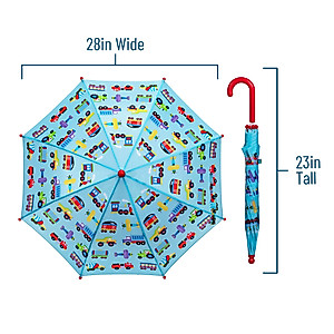 Wildkin Kids 16 Inch Backpack and Umbrella Bundle for On-The-Go Comfort (Trains, Planes & Trucks)