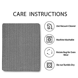 IOHOUZE Boho Kitchen Runner Rug -2'x6' Cotton Woven Indoor Outdoor Carpet Rugs Mats,Dark Grey Runners for Hallways, Machine Washable Runner Rug for Kitchen Bedroom Living Room Laundry Entryway