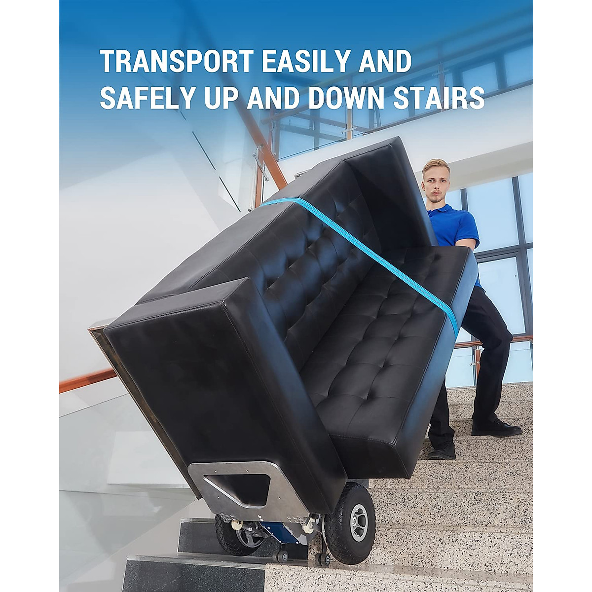 Powered Stair Climbing Foldable Hand Truck with Auto Edge Brake - 375LBS Capacity Multi-Purpose Aluminum Stair Climber Hand Truck Moving Dolly with Retractable 4th Wheel Attachment