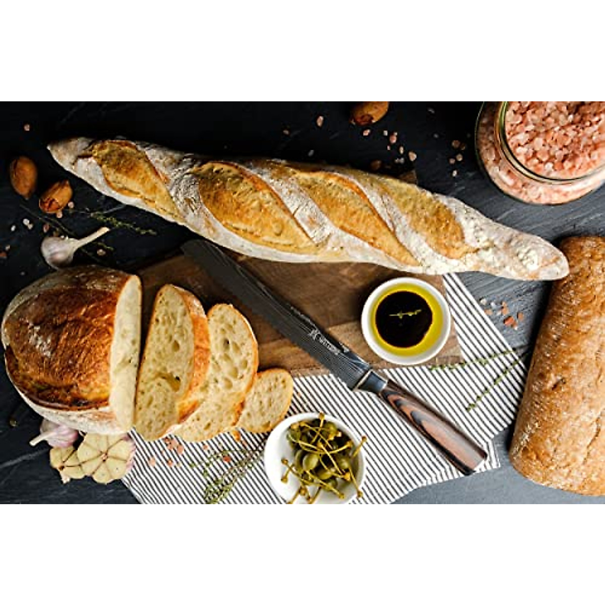 Yatoshi 13 Knife Block Set - Pro Kitchen Knife Set Ultra Sharp High Carbon Stainless Steel with Ergonomic Handle