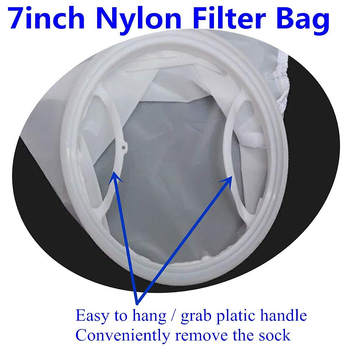 Honritone Nylon Mesh Filter Socks 50 Micron 7 inch Ring Water Liquid Filter Bags by 32 Inch Long Bag - 1 Pack (50 Micron/um 7 x 32 Inch)