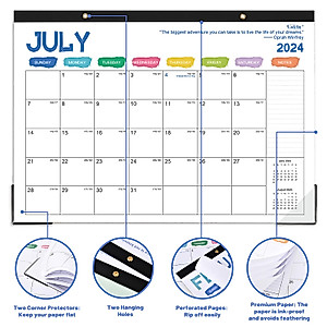 Desk Calendar 2023-2024 - 2023-2024 Desk Calendar, 18 Monthly Desk/Wall Calendar 2-in-1, 16.8" x 12", Jul.2023 - Dec.2024, Thick Paper with Corner Protectors, Large Ruled Blocks - Colorful Lump