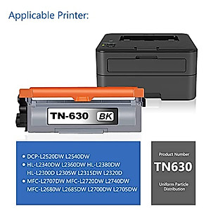 EDH Compatible TN630 TN-630 Toner Cartridge Replacement for Brother High Yield Compatible with DCP-L2520DW HL-L2360DW L2380DW L2300D L2305W L2315DW MFC-L2707DW L2740DW L2685DW Printer (1 Pack,Black)