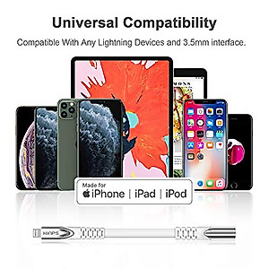 KINPS [MFI Certified Lightning to 3.5 mm Headphone Jack Adapter Compatible with iPhone 12/11 Pro Max/11 Pro/11/XS Max/XS/XR/X/8 Plus, iPad,(White)
