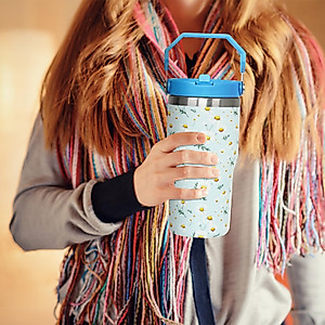 Floral Tumbler, Daisy Gifts for Women, Daisy Coffee Travel Mug, Cute Skinny Tumbler with Flip Straw and Top Handle, Daisy Flowers Items, Unique Birthday Gifts 20oz