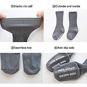 VWU Baby Crew Socks with Grips Unisex Toddler Infant Kids Cotton Tube Socks 0-5T (9 Pack Neutral Color, 6-18 Months)