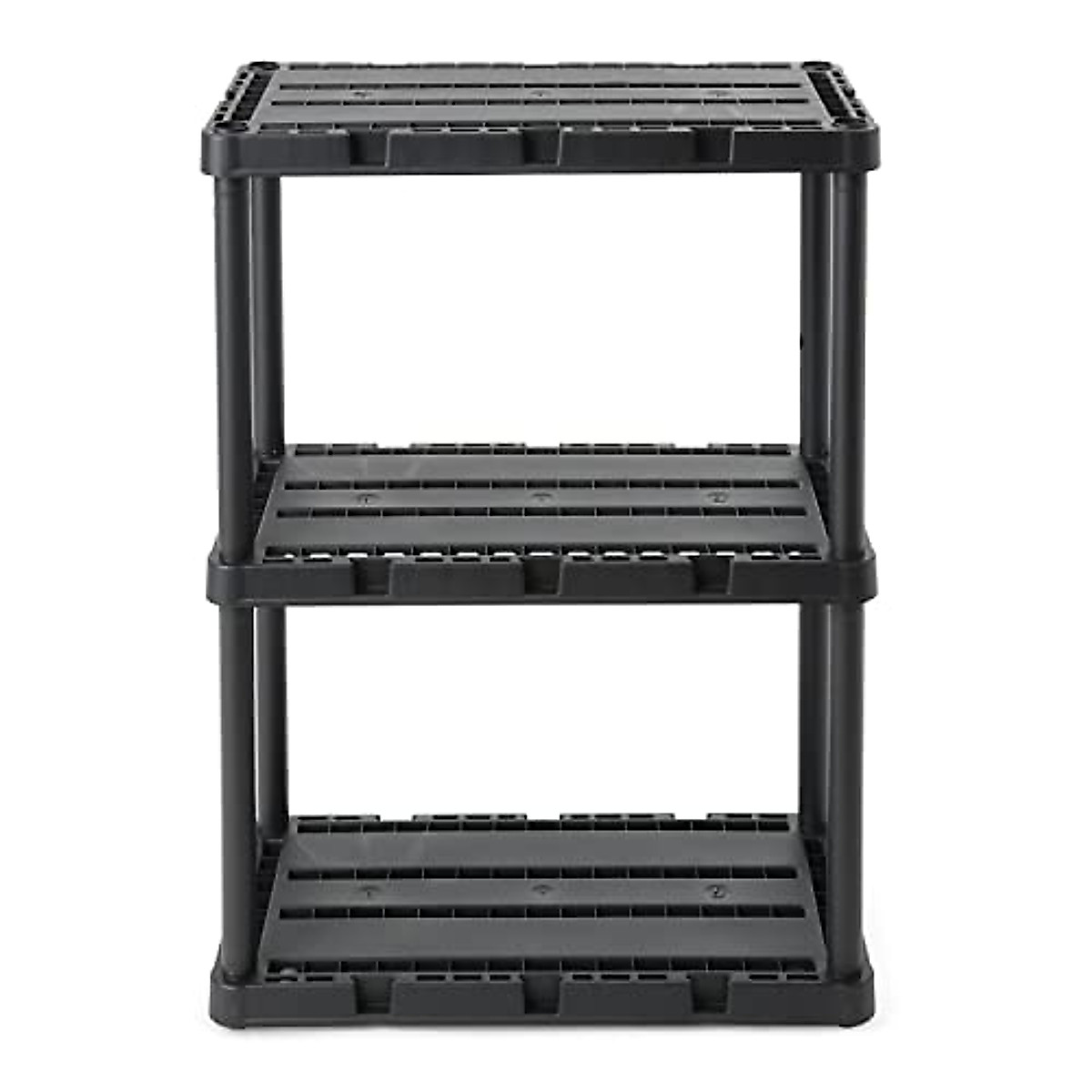 Gracious Living 3 Shelf Knect-A-Shelf Solid Light Duty Storage Unit 24 x 12 x 33 Organizer System for Home, Garage, Basement, and Laundry, Black