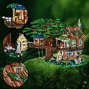 TAMEXI Idea Tree House Bricks Model Toys Set, DIY Forest House Mini Building Blocks Street View Sets, for Teens Boys Girls/Adults Ages 14+ Tree House Display(4761 PCS Tree House)