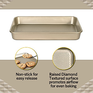 Glad Baking Pan Nonstick - Oblong Metal Dish for Cake and Lasagna - Heavy Duty Carbon Steel Bakeware, Medium