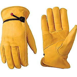 Wells Lamont mens Leather Work Gloves with Wrist Closure DIY Yardwork Construction Motorcycle Large Wells Lamont, Saddletan, Large Pack of 1 US