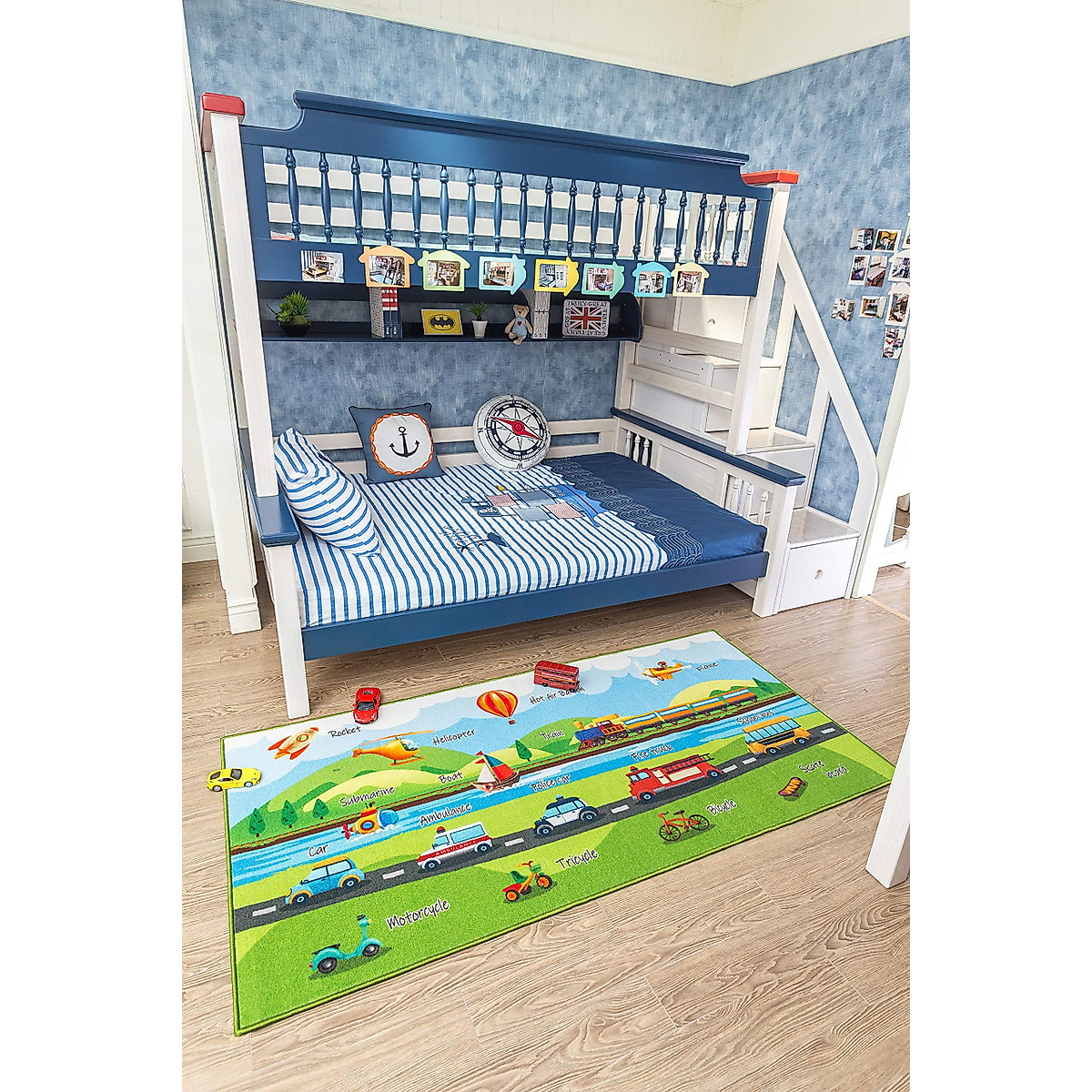 Furnish my Place 764 Transportation Rug | HD Modes of Transportation Children Educational | Classroom | Nursery Room Area Rug | Multicolor (3'3"x6'6")