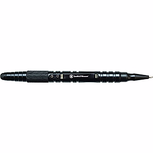 Smith & Wesson SWPEN3BK 5.4in Aircraft Aluminum Refillable Tactical Screw Cap Stylus Pen for Outdoor, Survival, Camping and EDC
