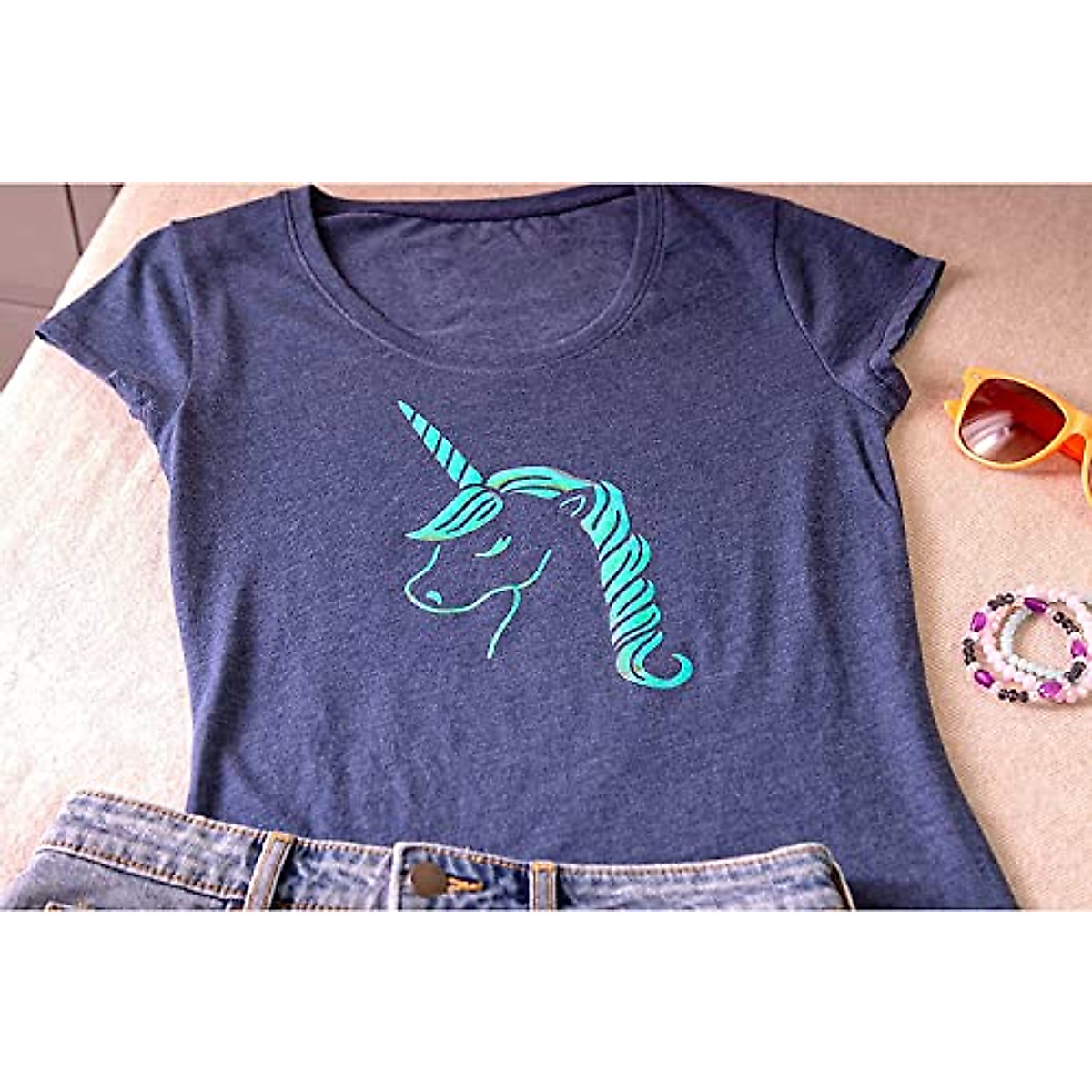 Cricut Smart Holographic Iron On Vinyl (13 in x 9 ft), Heat Transfer Iron On Vinyl for DIY Crafting, Stickers & Designs for Apparel, Easy Cut & Weed, Cricut Explore 3 & Maker 3, Translucent Blue