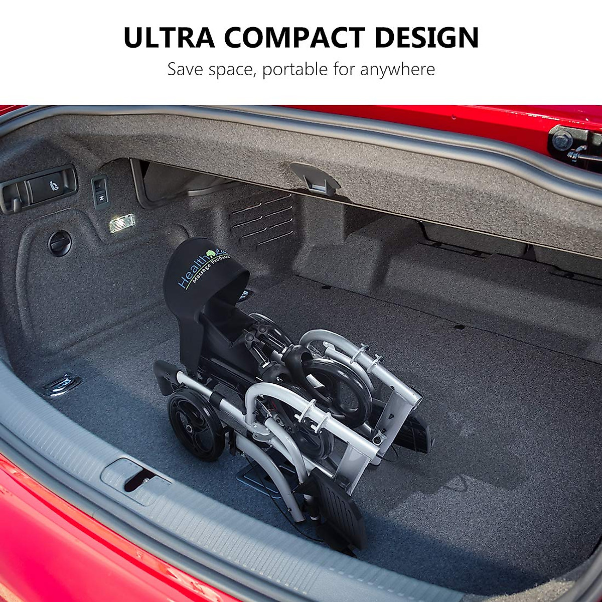 Health Line Massage Products 2 in 1 Rollator-Transport Chair w/Paded Seatrest, Reversible Backrest and Detachable Footrests, Silver White