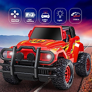 Remote Control Car, 1:20 Scale Off Road Rc Truck Racing Car Toy for Boys 4-7 8-12 Remote Control Truck with Led Headlights Monster Truck Toys Birthday Gift for Kids Ages 3-5, Racing Car Red