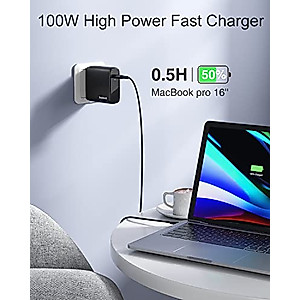 Nekteck 100W USB C Charger [GaN Tech & USB-IF Certified], PD 3.0 Adapter with Foldable Plug, Fast Wall Charger Compatible with MacBook Air/Pro, iPad Air/Pro, iPhone and More (Support MagSafe 3).