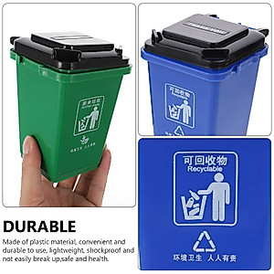 2PCS Mini Curbside Trash and Recycle Can Set/Pencil Cup,Creative Dust Bin Supplies Holder(Blue + Green)