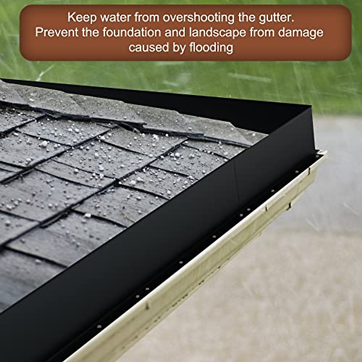 BJADE'S Gutter Valley Splash Guard,4 Pcs Aluminum Roof Valley Splash Shield Gutter Guard.for Straight,Flat Roofs,Corner,10 inch Each,Black