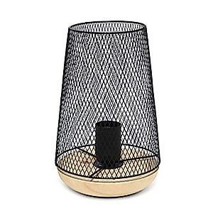 Simple Designs LT1074-BLK Wired Mesh Uplight Table Lamp, Black,5.5 x 5.5 x 9