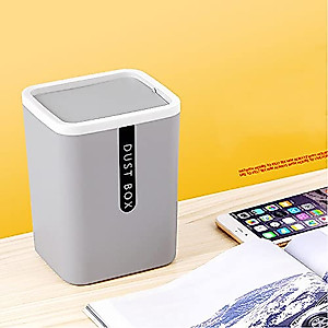 IKAAR Plastic Mini Trash Can with Lid Mini Countertop Trash Can Tiny Desktop Wastebasketfor Bathroom Vanity, Desktop, Tabletop or Coffee Table Grey