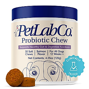 PetLab Co. Probiotics for Dogs, Support Gut Health, Occasional Diarrhea, Digestive Health & Seasonal Allergies - Salmon Flavor - 30 Soft Chews