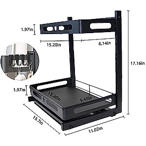 Under Sink Organizers and Storage, Pull Out Under Cabinet Organizer 2-Tier Spacing can be Adjusted Cabinet Storage Shelf, Multi-Use for Under Kitchen Bathroom Sink Organizers with Hooks(Black).
