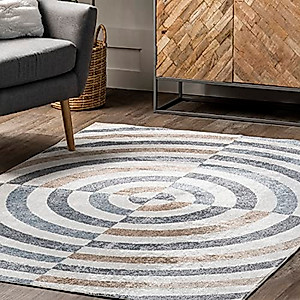 nuLOOM Modern Swirls Machine Washable Area Rug, 4x6, Blue