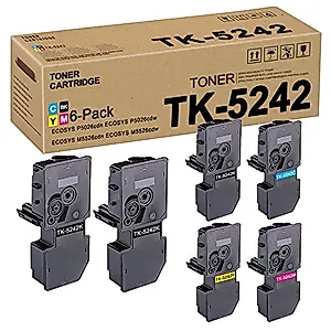 (6PK-3BK+1C+1M+1Y) TK5242 TK-5242 1T02R70US0 1T02R7CUS0 1T02R7BUS0 1T02R7AUS0 Toner Cartridge Replacement for Kyocera ECOSYS P5026cdn P5026cdw M5526cdn M5526cdw Toner Kit Printer