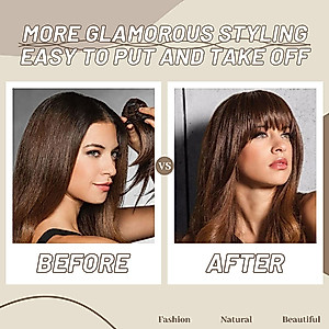 HMD Bangs Hair Clip in Bangs Real Human Hair Wispy Bangs Fringe with Temples Hairpieces for Women Clip on Air Bangs Flat Neat Bangs Hair Extension for Daily Wear (Wispy Bangs, Dark Brown)