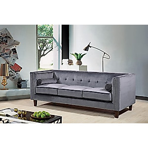 US Pride Furniture Modern Style 83'' Wide Living Room 3 Seater Grey Soft Cushion & Solid Wood Legs (S5369N-S5372N S) Sofas