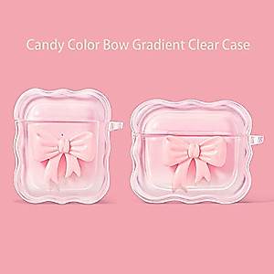 Cute AirPod Pro 2 Case with Keychain, 3D Pink Bow Design Soft Clear Protective Cover Compatible for AirPods Pro 2nd Generation 2022 Case for Women and Girls