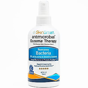 SkinSmart Antimicrobial Eczema Therapy with Hypochlorous Acid, Removes Bacteria so Skin Can Heal, for Adults, Kids and Seniors, 8 Ounce Clear Spray