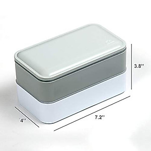 Back to School Students Adults Lunch Box for Men Japanese Bento Box 2 Tier Lunchbox Stackable Food Container with Built-in Utensil Set Insulated Lunch Bag Soup Mug Compartment for Office Work Camping