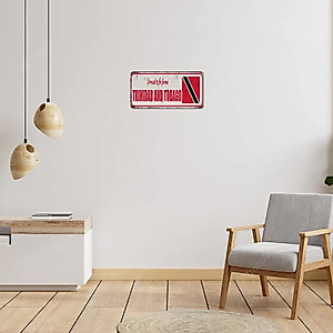 Autravelco Hanging Metal Signs Proud to Be from Trinidad And Tobago Wall Decor Aluminum Metal Sign for Fence Coffee Bar Restaurants State Flag Travel Sports Art Poster Gift for Porch 6x12 Inch