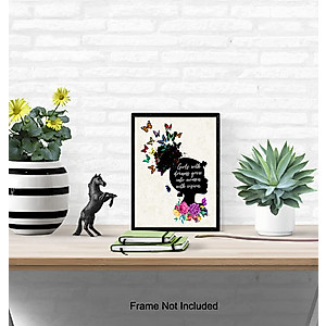 African American Girls Motivational Wall Art - Black Art - Inspirational Poster - Teens, Little Girls Bedroom, Kids Room - Positive Quotes - Encouragement Sayings - Daughter Gifts - Family Wall Decor
