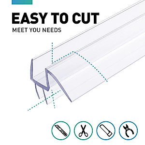 FCSOTSPS Shower Door Bottom Seal, 4 PCS 3/8" x 36" Shower Door Sweep for 3/8 Inch Glass, Frameless Glass Shower Door Seal Strip - Stop Shower Leaks and Create a Water Barrier (10 MM)