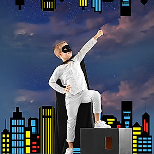 City Skyline Backdrop Hero Party Decoration City Skyline Buildings Photography Background Hero Party Centerpiece City Skyscraper Standing Cards for Hero Birthday Party Baby Shower Decor Supplies