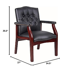 Boss Office Products Ivy League Executive Guest Chair, Vinyl, Black